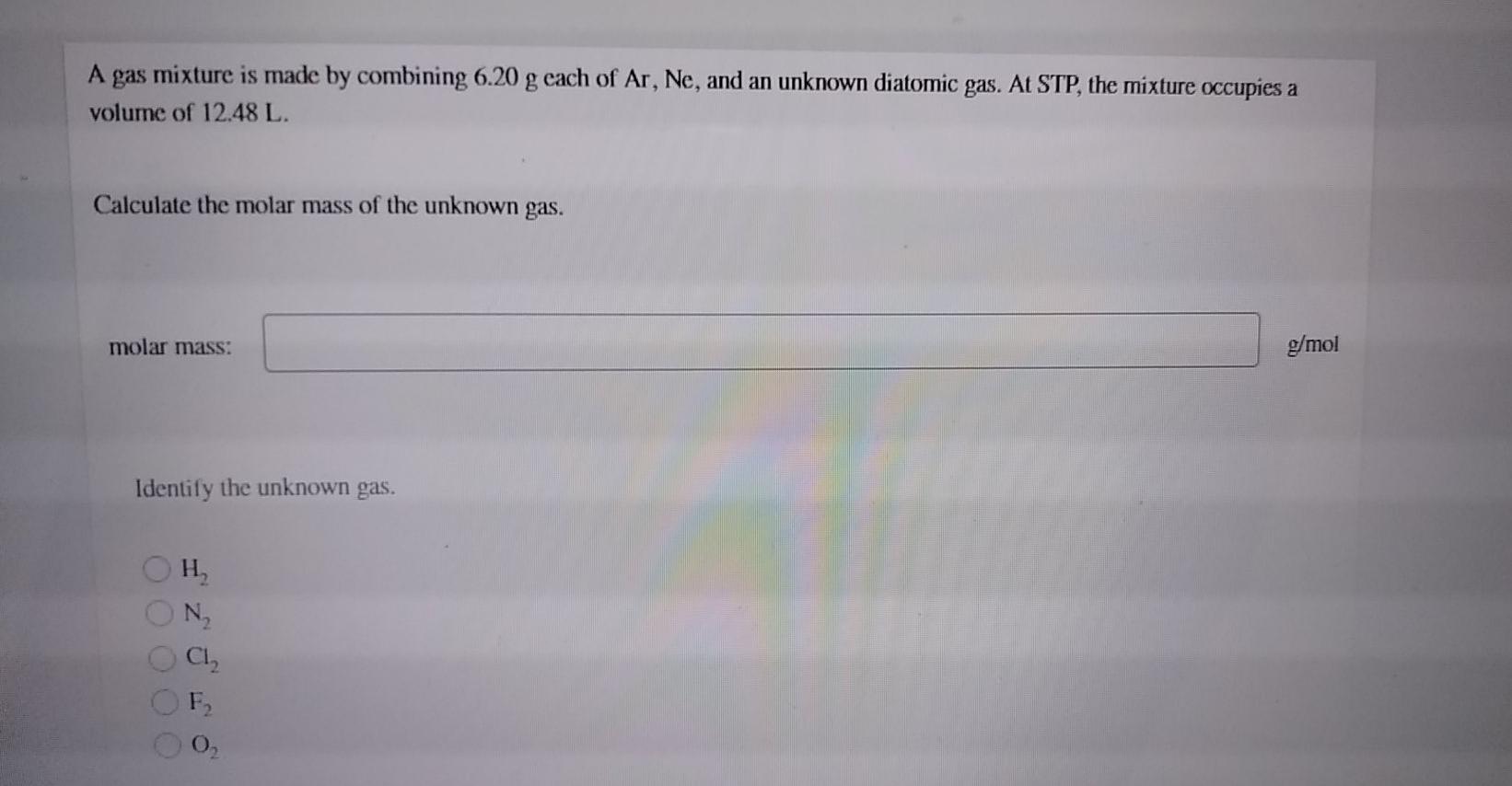 Solved A gas mixture is made by combining 6.20 g cach of Ar, | Chegg.com