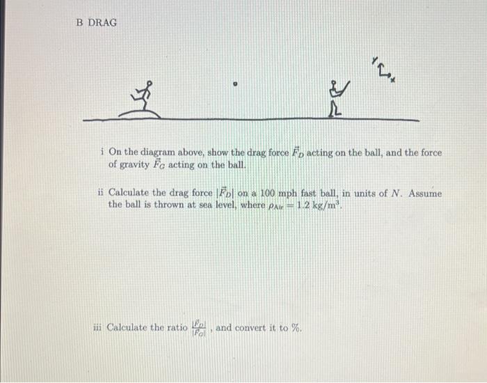 Solved i On the diagram above, show the drag force FD acting | Chegg.com