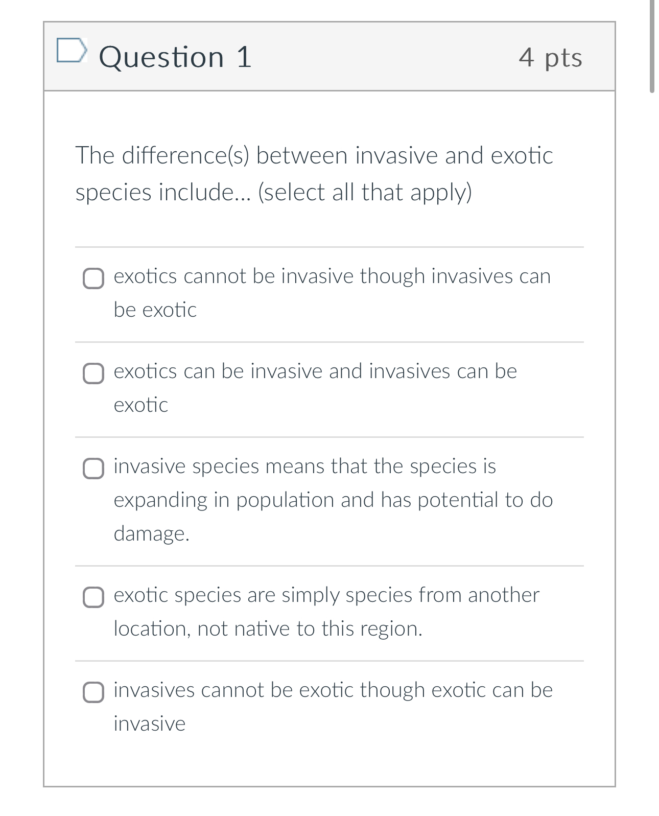 Solved Question 14 ﻿ptsThe difference(s) ﻿between invasive | Chegg.com