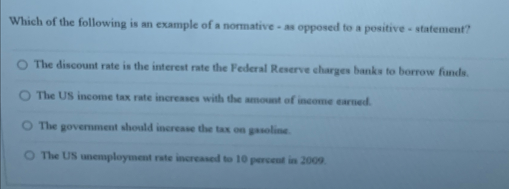 Solved Which of the following is an example of a normative - | Chegg.com