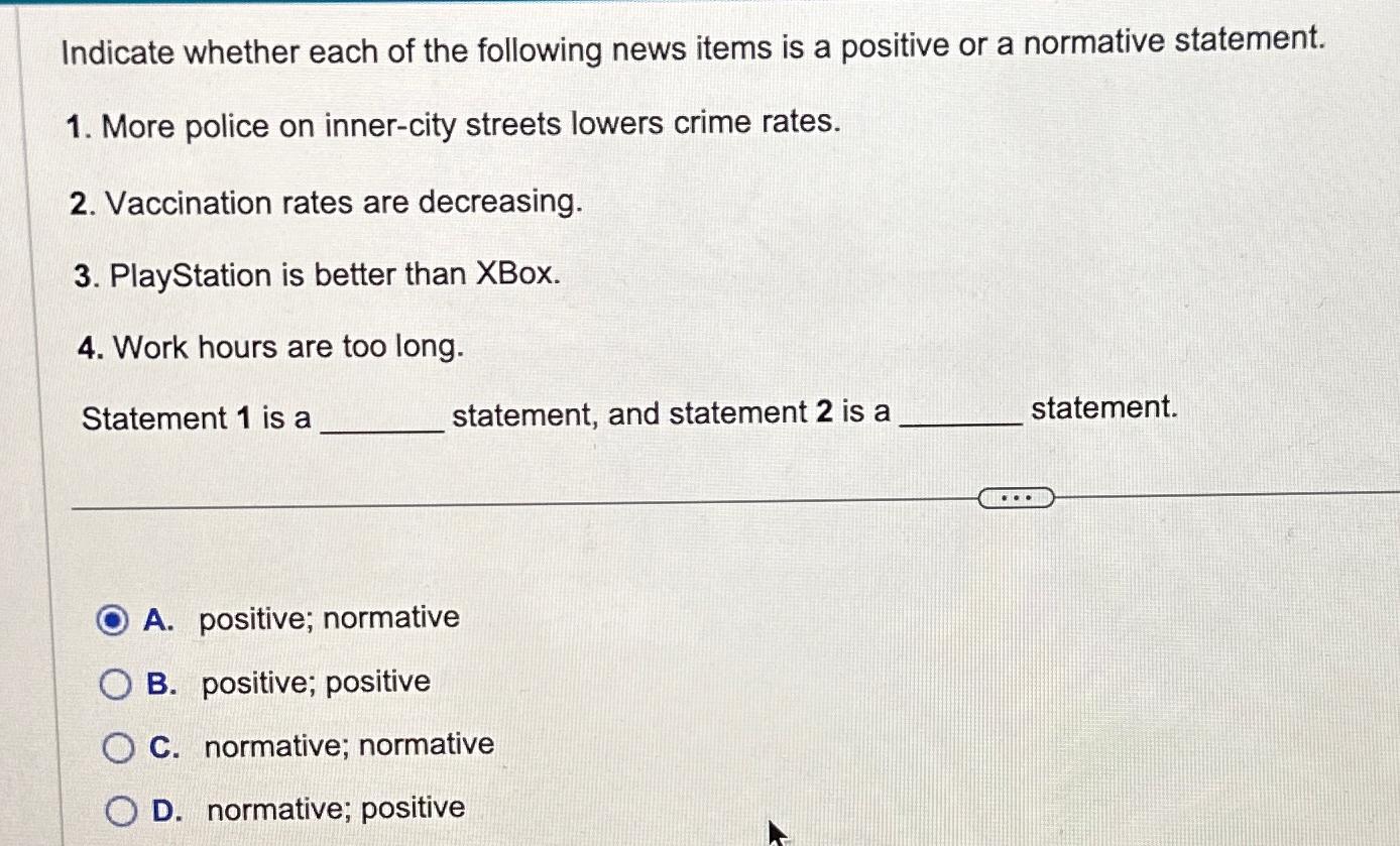 Solved Indicate whether each of the following news items is | Chegg.com