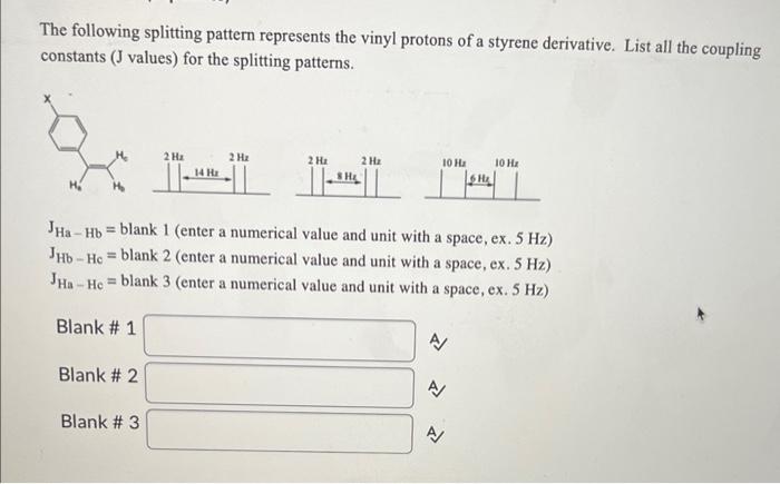 Solved The following splitting pattern represents the vinyl | Chegg.com