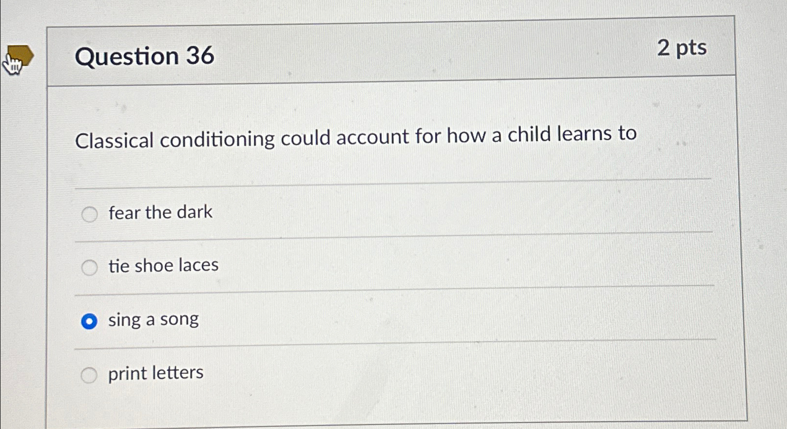 Solved Question 362 ﻿ptsClassical conditioning could account | Chegg.com
