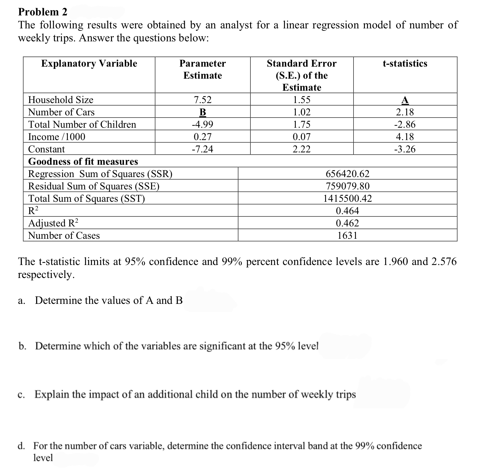 Solved Problem 2The following results were obtained by an | Chegg.com
