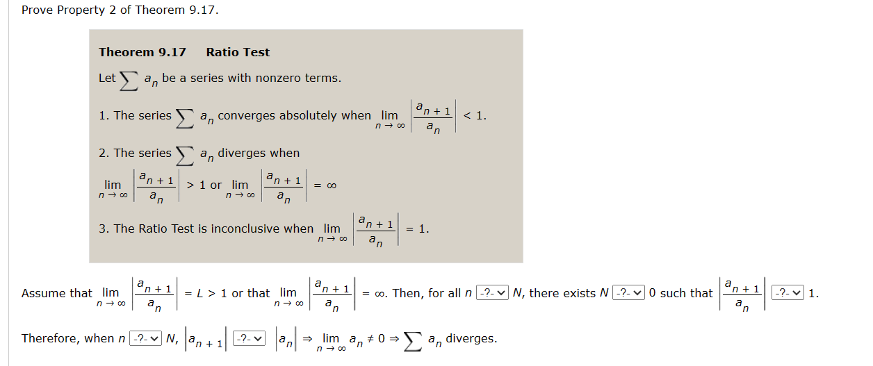 Solved Prove Property 2 ﻿of Theorem 9.17.Theorem 9.17 ﻿Ratio | Chegg.com