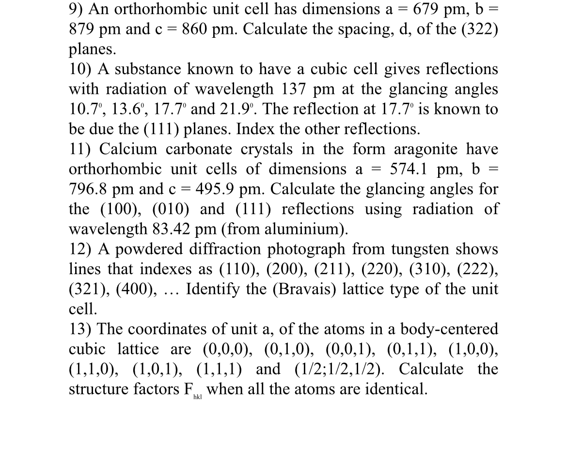 Solved An orthorhombic unit cell has dimensions | Chegg.com