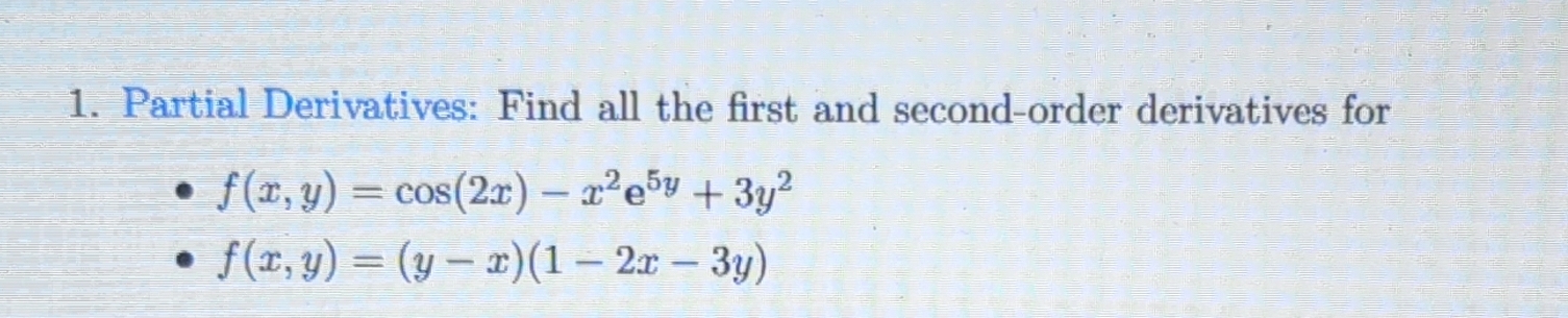 Solved Partial Derivatives: Find all the first and | Chegg.com