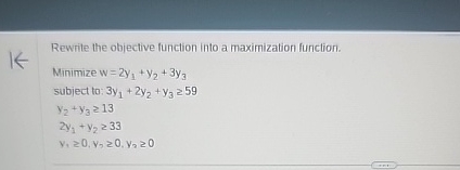 Solved Rewrite the objective function Into a maximization | Chegg.com