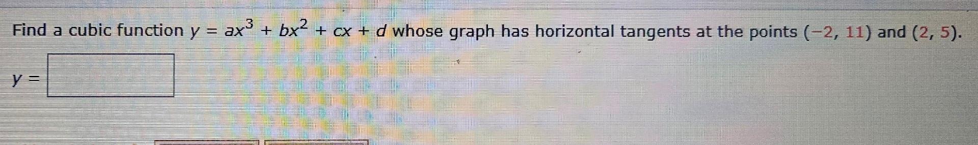 Solved Find a cubic function y = ax^3 + bx^2 + cx + d whose | Chegg.com