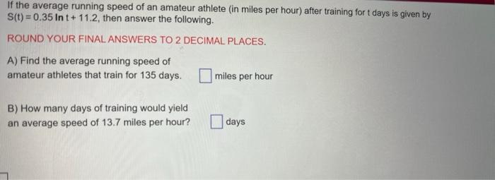 Solved If the average running speed of an amateur athlete | Chegg.com
