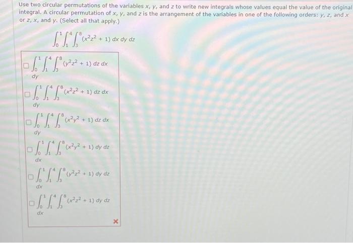 Solved Use Two Circular Permutations Of The Variables X 