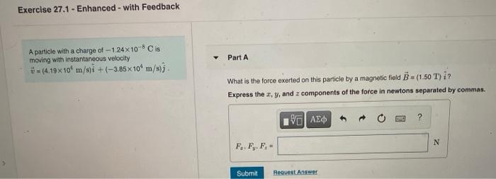 Solved Exercise 27.1- Enhanced - with Feedback A particle | Chegg.com