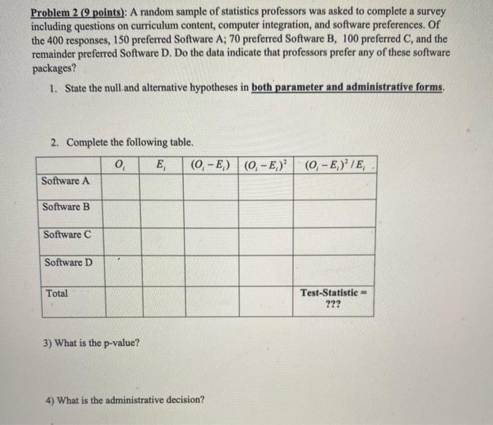Solved Problem 2 (9 points): A random sample of statistics | Chegg.com