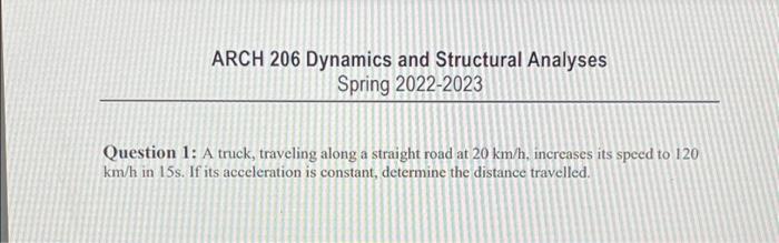 Solved ARCH 206 Dynamics and Structural Analyses Spring | Chegg.com