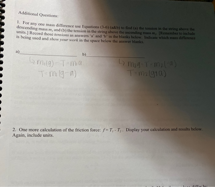 Solved Additional Questions: 1. For any one mass difference | Chegg.com