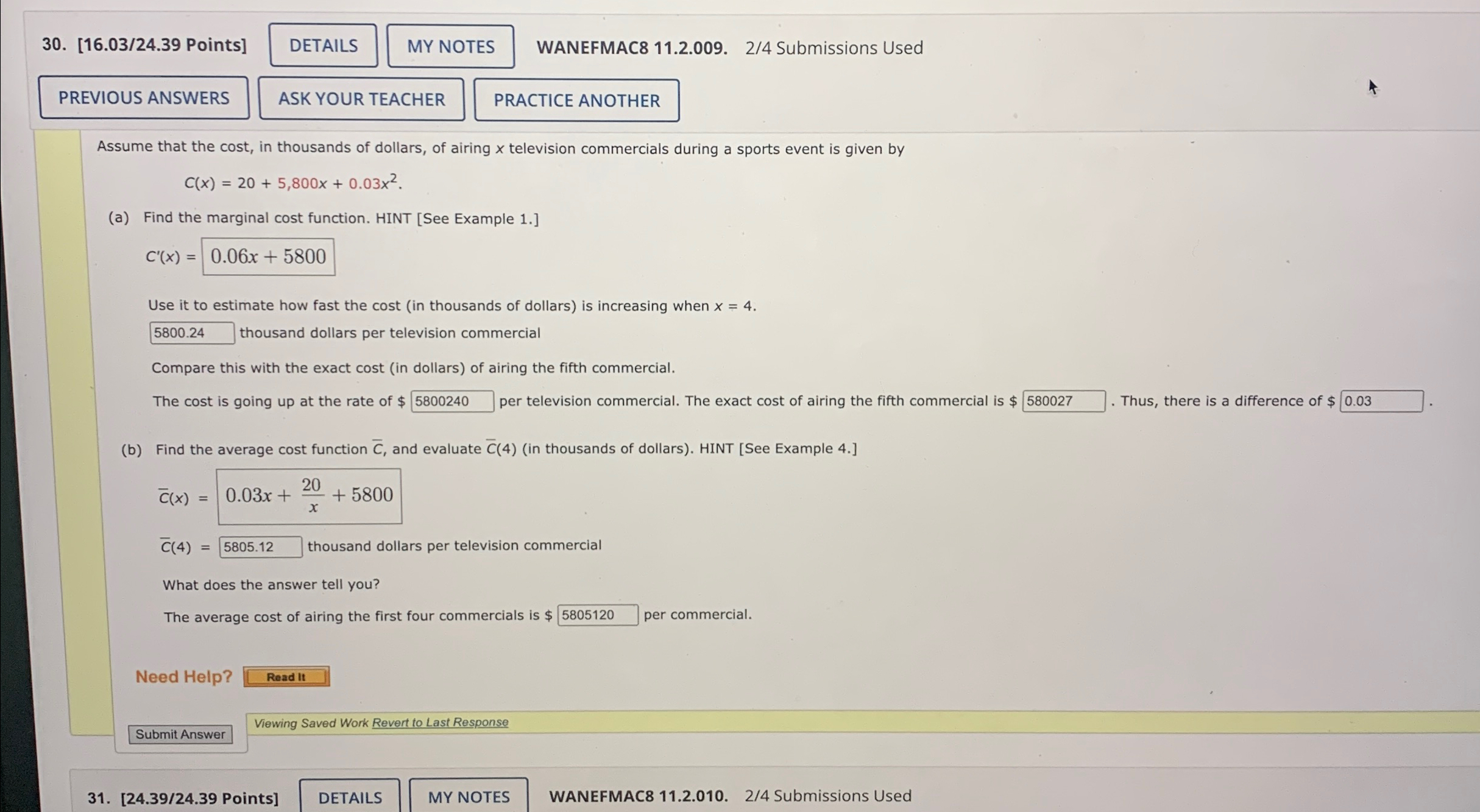 Solved Points] WANEFMAC8 11.2.009. 24 ﻿Submissions | Chegg.com