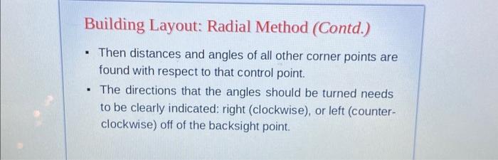 Solved Building Layout: Radial Method • calculate the layout | Chegg.com