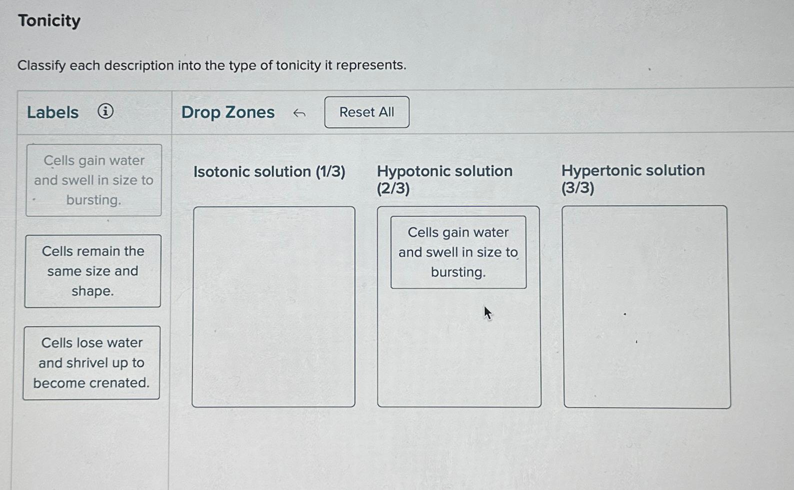 Solved TonicityClassify each description into the type of | Chegg.com