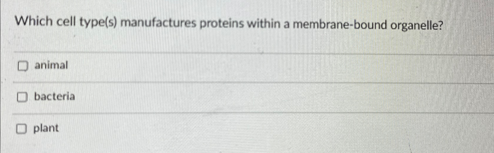 Solved Which cell type(s) ﻿manufactures proteins within a | Chegg.com