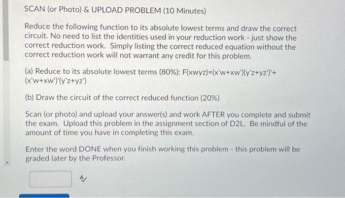 Solved Reduce the following function to its absolute lowest | Chegg.com