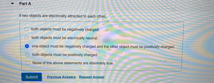 Solved Part A If Two Objects Are Electrically Attracted To