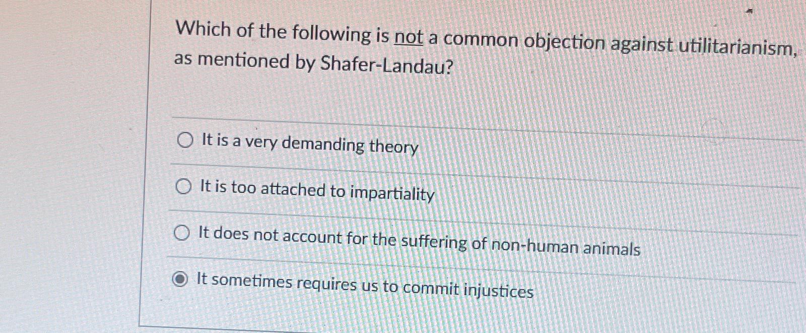 Solved Which of the following is not a common objection | Chegg.com
