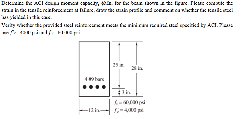 Solved Determine the ACI design moment capacity, φMn, ﻿for | Chegg.com