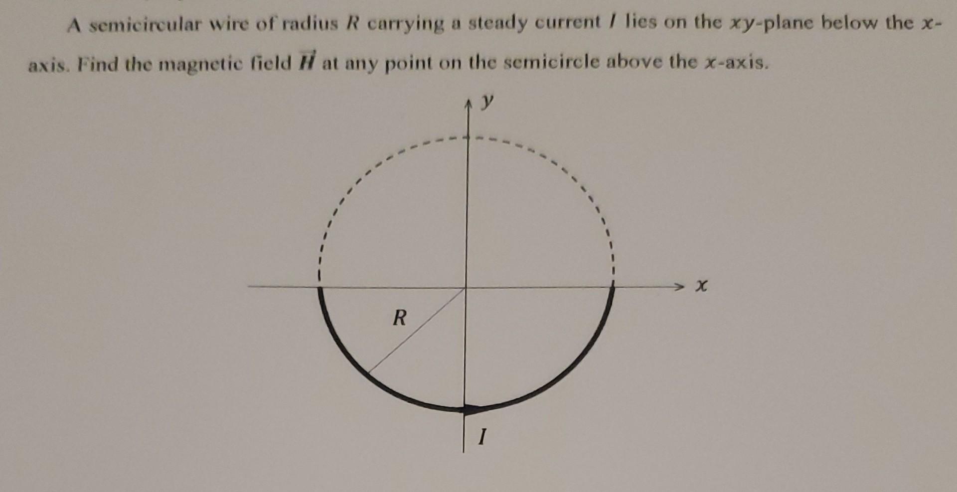 Solved A semicircular wire of radius R carrying a steady | Chegg.com