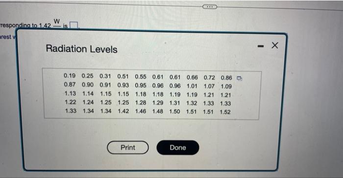 Solved Radiation LevelsUse the accompanying radiation levels | Chegg.com
