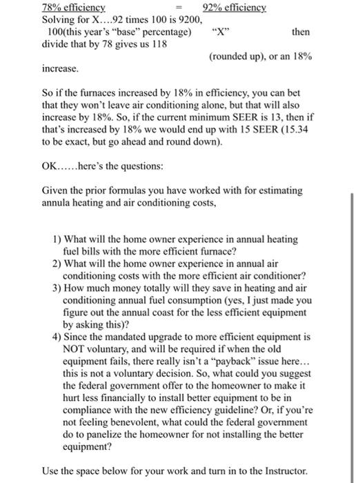 Solved HAC 165-350 ASSIGNMENT #7 - DOE mandated efficiency | Chegg.com