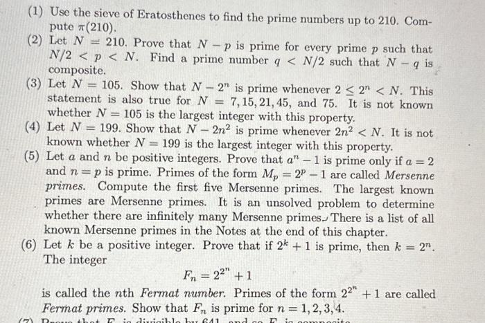 Solved (1) Use the sieve of Eratosthenes to find the prime | Chegg.com