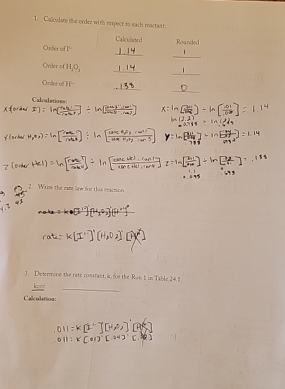 Solved Calculate the order with respect to sach | Chegg.com