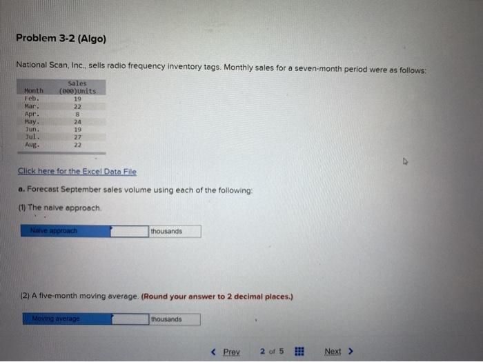 Solved Problem 3-2 (Algo) National Scan, Inc., sells radio | Chegg.com