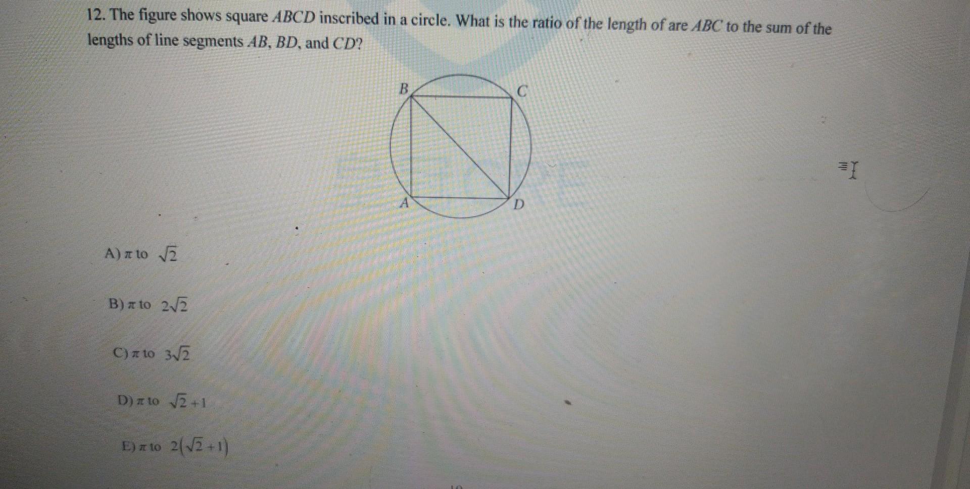 Solved 12. The figure shows square ABCD inscribed in a | Chegg.com