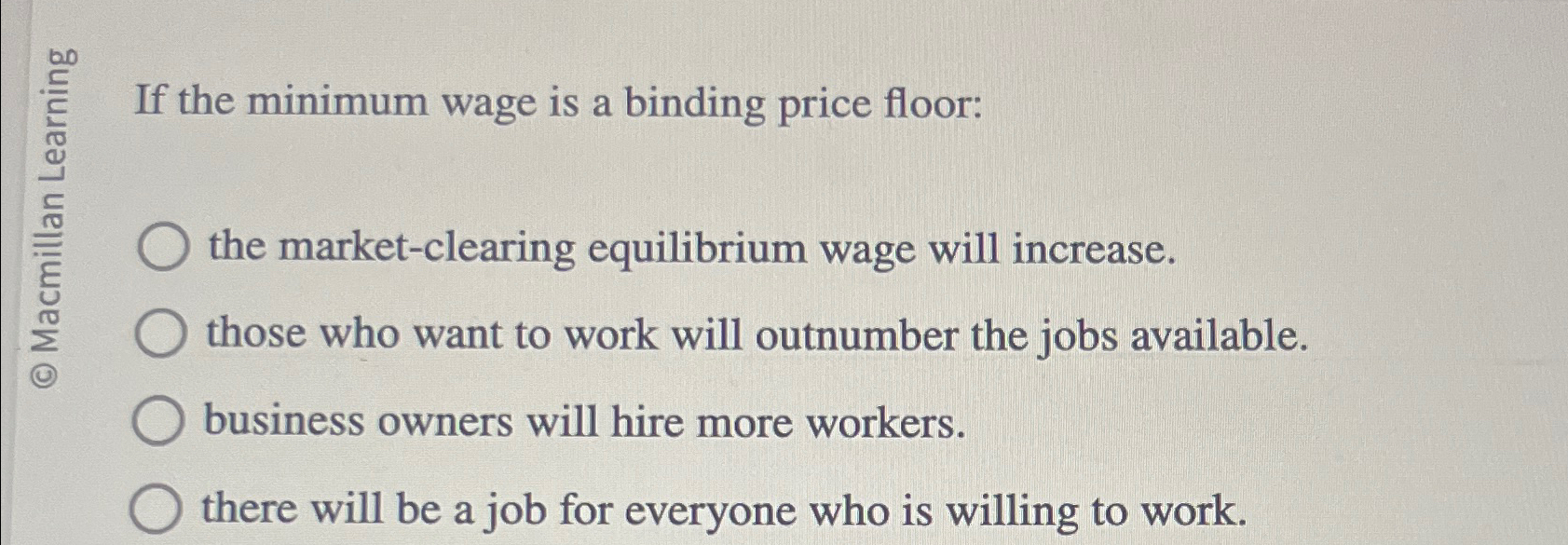 Solved If the minimum wage is a binding price floor:the | Chegg.com