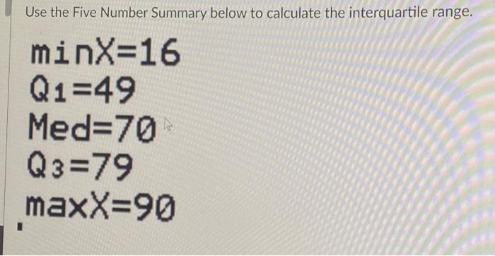 Solved Use the Five Number Summary below to calculate the | Chegg.com