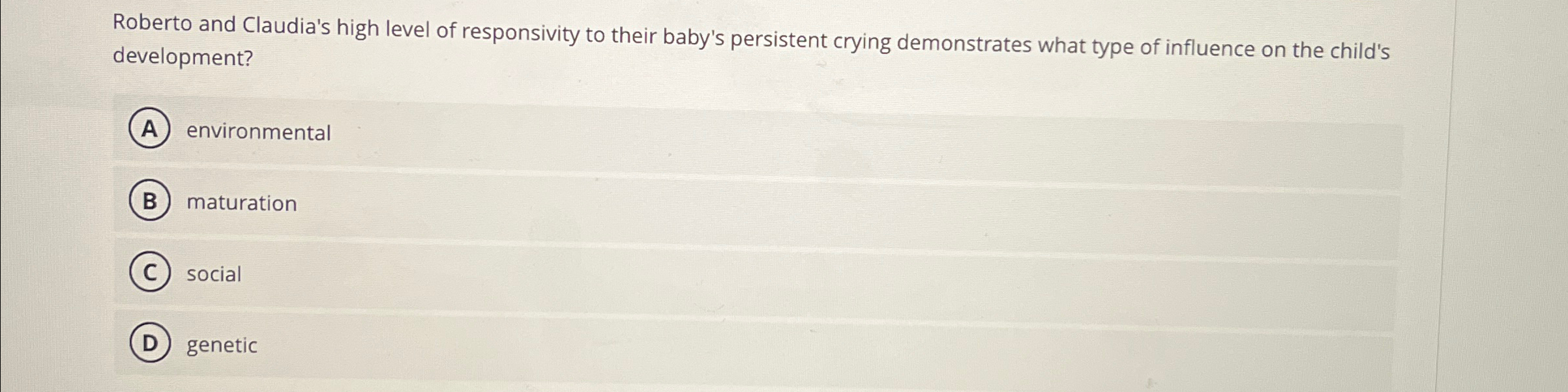 Solved Roberto and Claudia's high level of responsivity to | Chegg.com