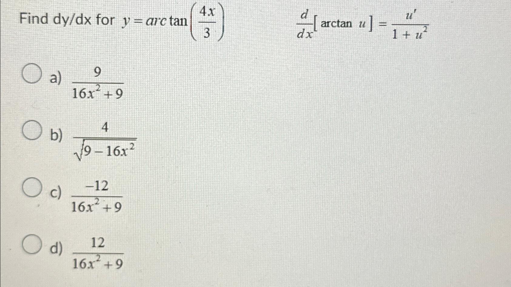 Solved Find dydx ﻿for | Chegg.com