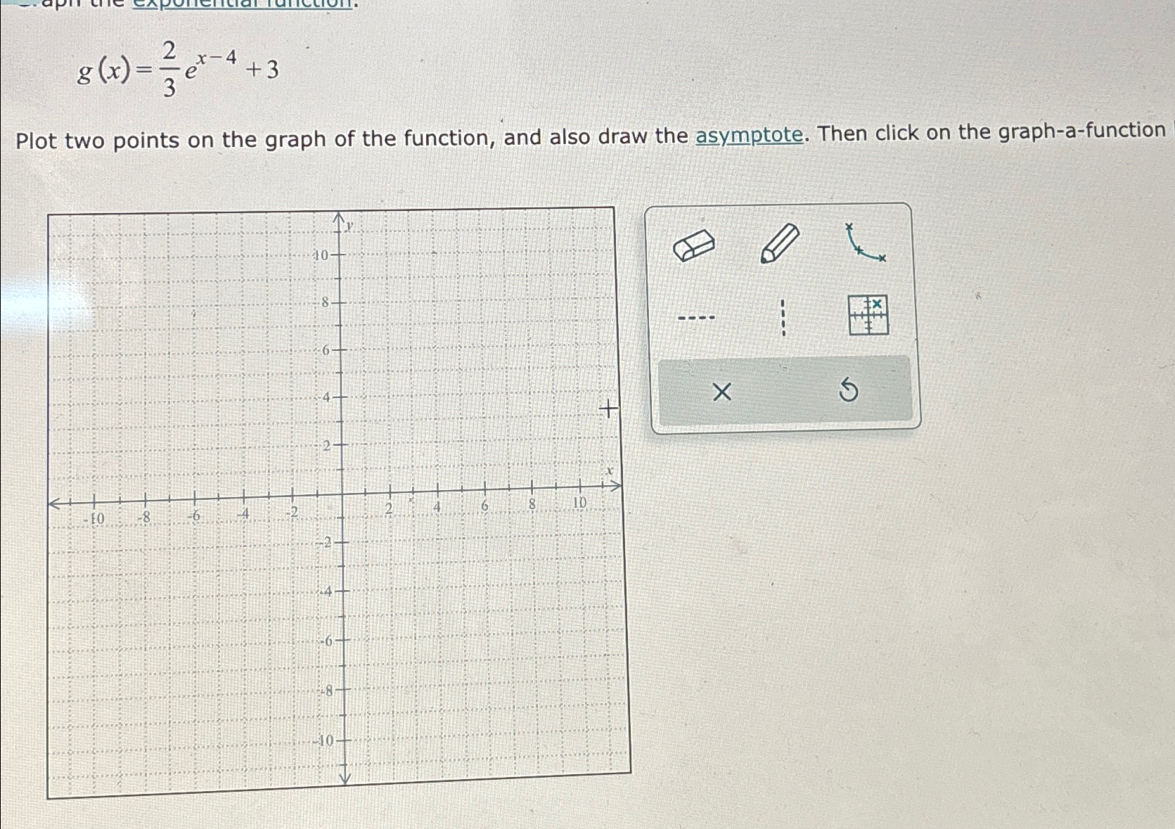 Solved g(x)=23ex-4+3Plot two points on the graph of the | Chegg.com