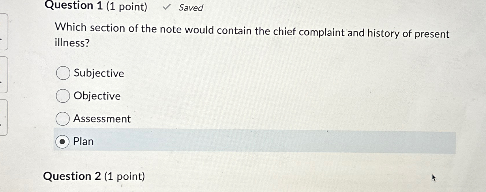 Solved Question 1 (1 ﻿point) ﻿SavedWhich section of the | Chegg.com