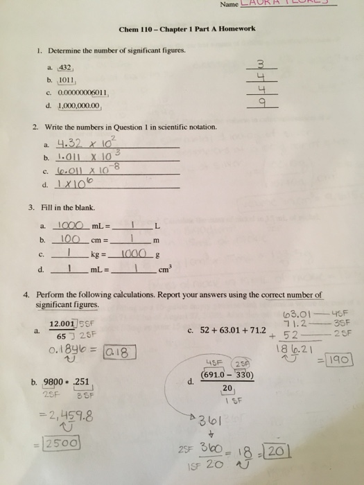 Solved Name Chem 110-Chapter 1 Part A Homework 1. Determine | Chegg.com