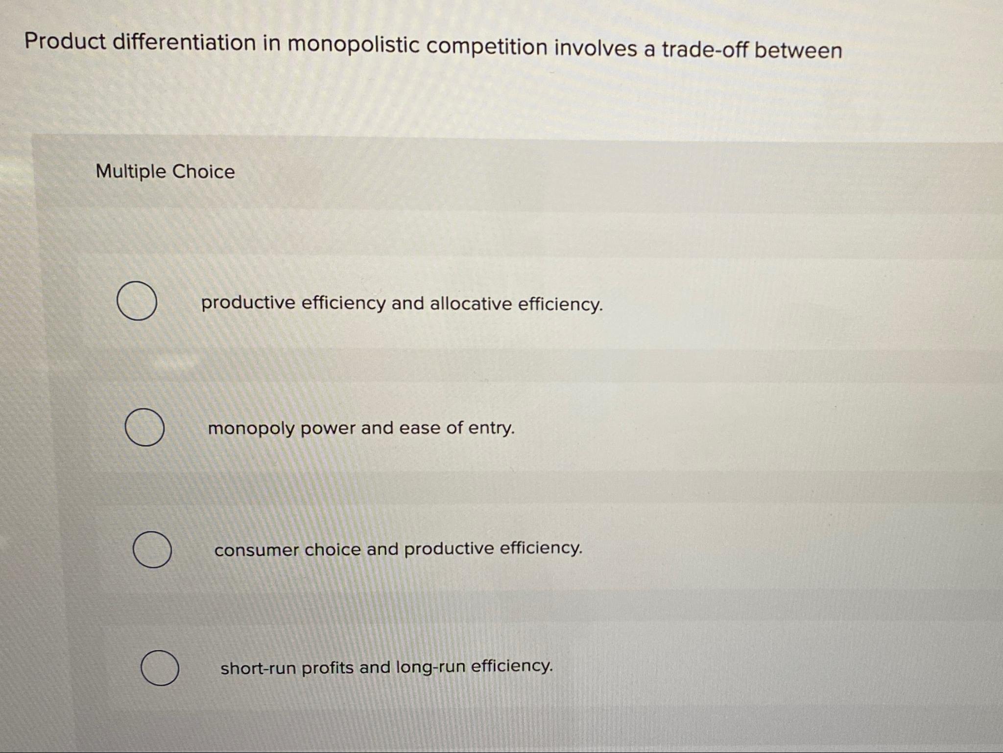 Solved Product differentiation in monopolistic competition | Chegg.com