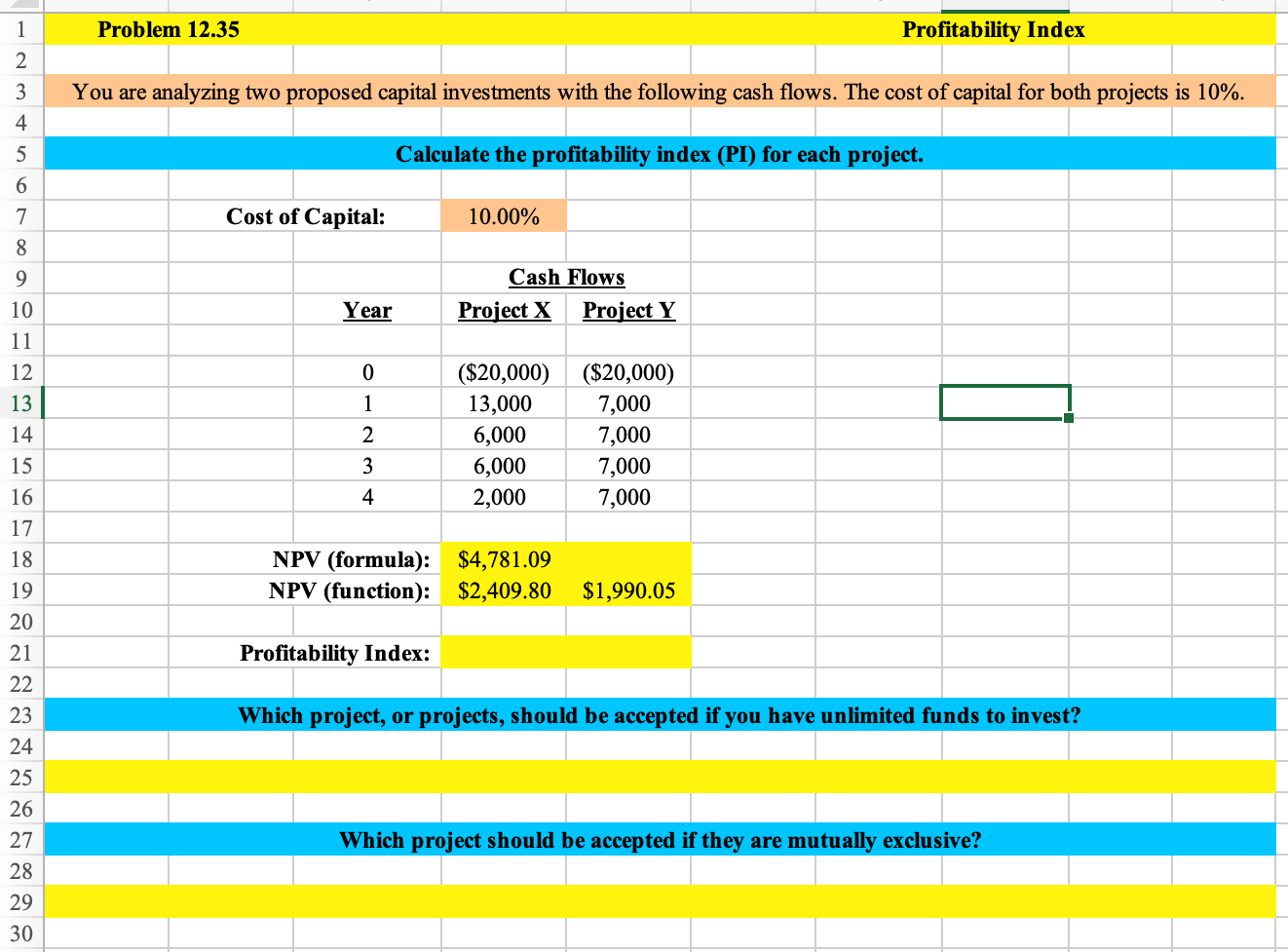 Solved Problem 12.35 ﻿Profitability Index ﻿You are | Chegg.com