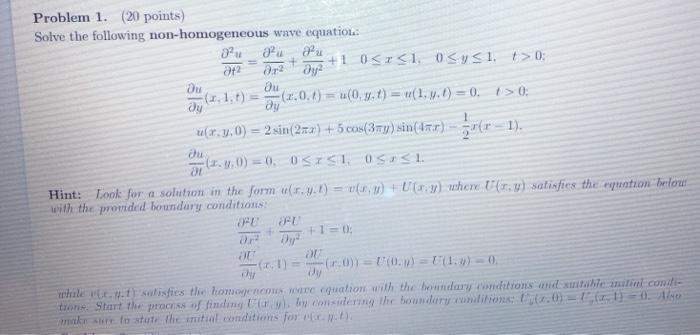 Problem 1. (20 points) Solve the following | Chegg.com