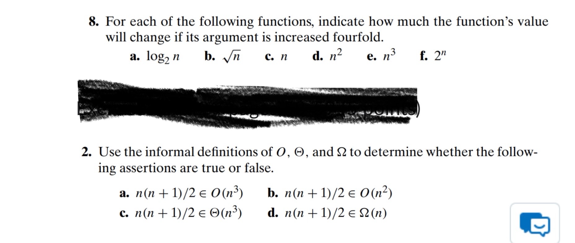 For each of the following functions, indicate how | Chegg.com
