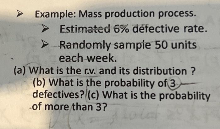 Solved Example: Mass production process. Estimated 6% | Chegg.com