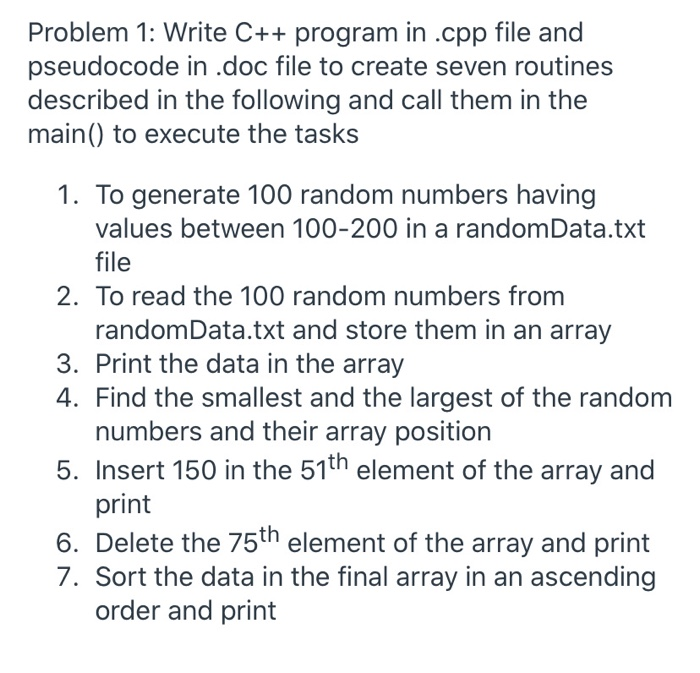 Solved Problem 1: Write C++ program in .cpp file and | Chegg.com