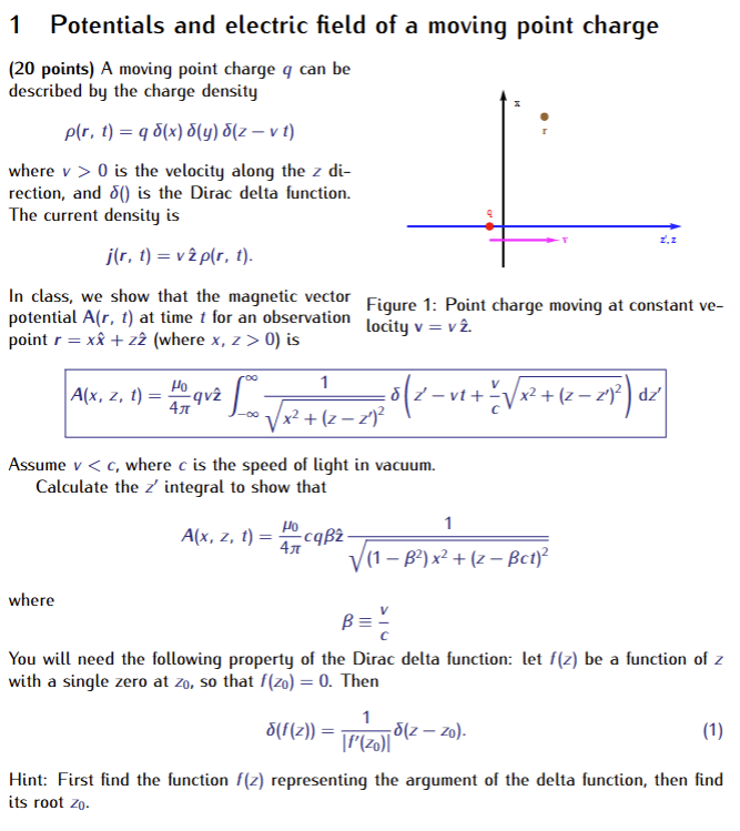 Solved 1 ﻿Potentials and electric field of ﻿a moving point | Chegg.com