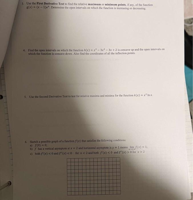 Solved 3. Use the First Derivative Test to find the relative | Chegg.com