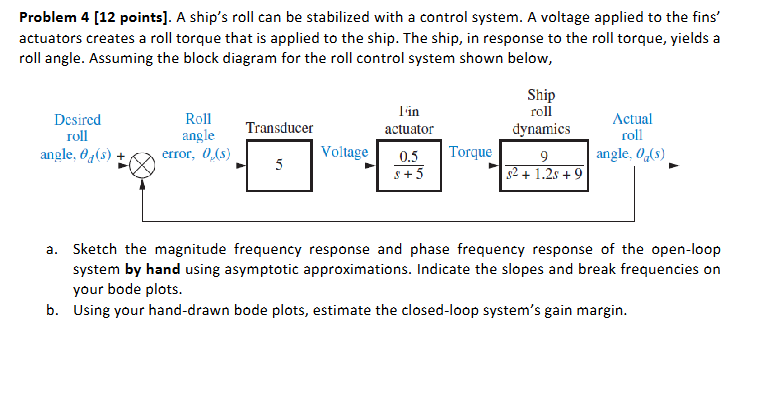 Solved Problem 4 [12 ﻿points]. ﻿A ship's roll can be | Chegg.com